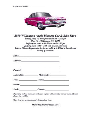 Fillable Online Car Show registration formdoc Fax Email Print - pdfFiller