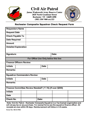 Fillable Online caprcs RCS-F001 Check Request Form - Civil Air Patrol ...
