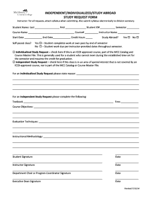 Fillable Online catalog mchenry IndependentIndividualizedStudy Abroad ...