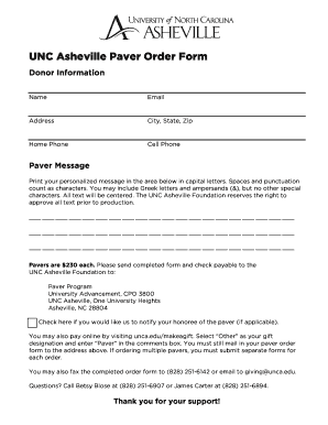 Fillable Online giving unca Paver Order Form Interactive - givinguncaedu Fax Email Print - pdfFiller