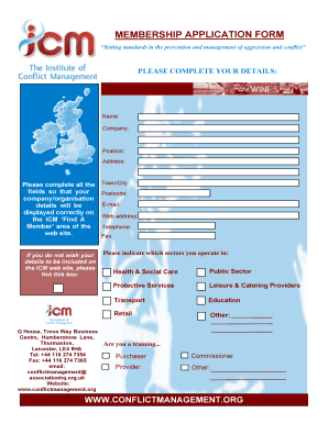 Fillable Online conflictmanagement ICM 2006 Membership Application Form ...