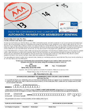 Fillable Online AAA Auto Pay Plan for Membership Credit or Debit ...
