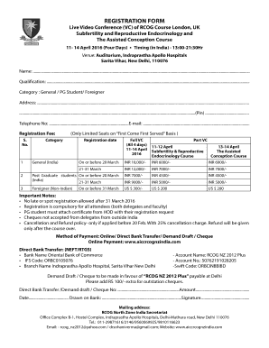 Fillable Online Live Video Conference (VC) of RCOG Course London, UK ...