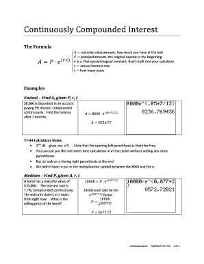 Fillable Online Continuously Compounded Interest Fax Email Print ...