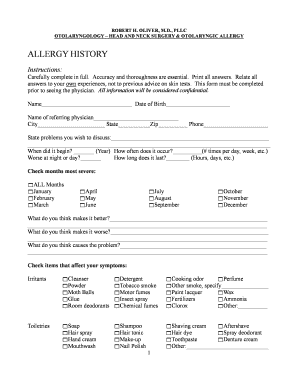 Fillable Online Allergy historyodt - NeoOffice Writer Fax Email Print ...