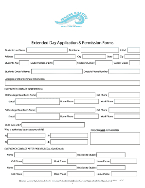 Fillable Online seasidecharter Extended Day Application Permission ...