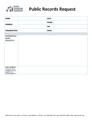 Fillable Online Public Records Request Form - Early Learning Coalition ...