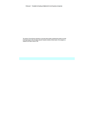 Fillable Online Annexure 1 - Template for Disclosure Statement for Life ...