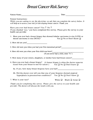Fillable Online breast-cancer-risk-surveydoc breast-cancer-risk ...