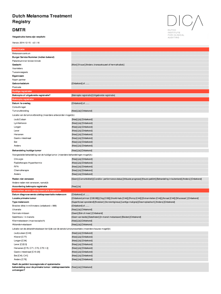 Invulbaar Online dmtr clinicalaudit DMTR Registry Dutch Melanoma ...