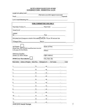 Fillable Online Special awards - SVAR Fax Email Print - pdfFiller