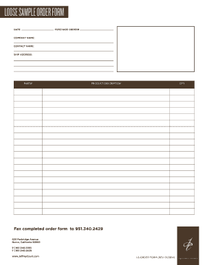Fillable Online media jeffreycourt LOOSE SAMPLE ORDER FORM - Jeffrey Court Fax Email Print ...