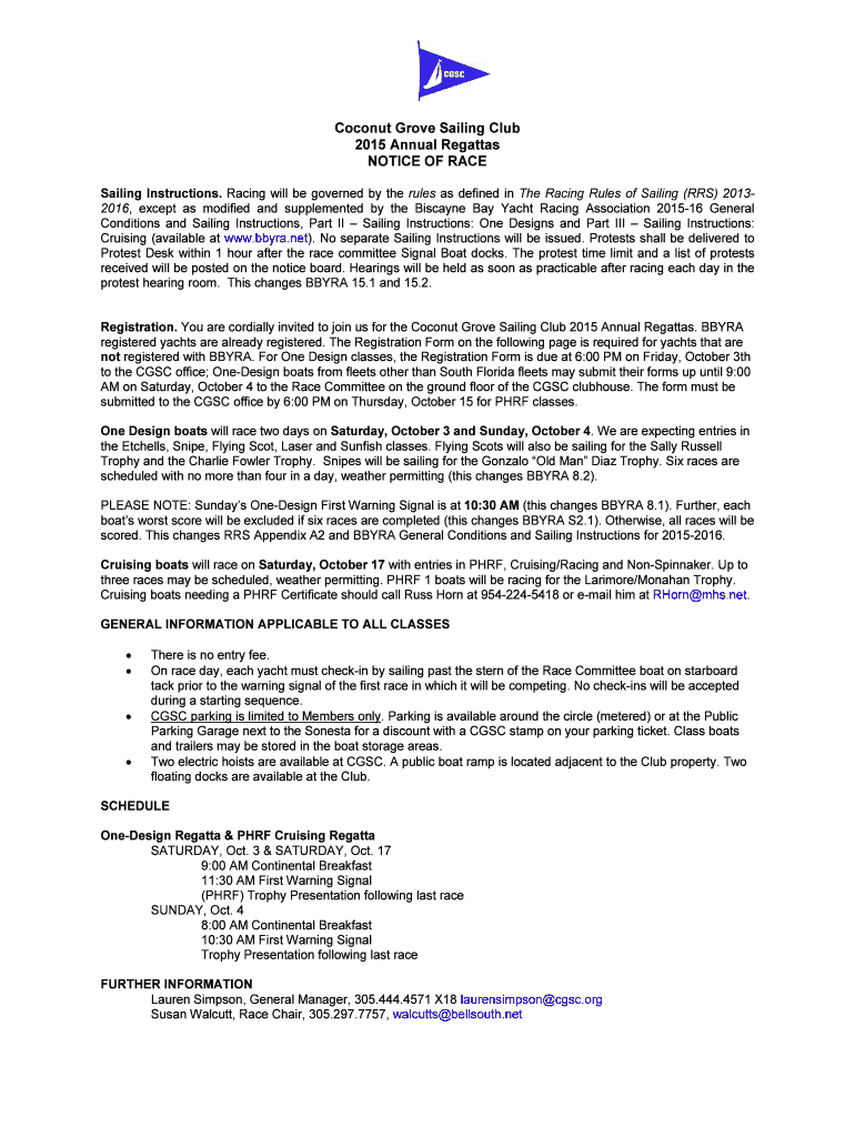 Fillable Online bbyra Sailing Instructions - bbyra Fax Email Print ...