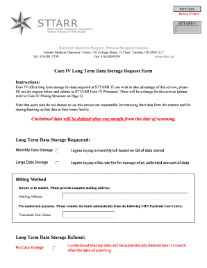 Fillable Online Core IV Long Term Data Storage Request Form - bsttarrbbcomb Fax Email Print ...