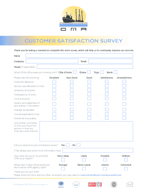 Fillable Online CUSTOMER SATISFACTION SURVEY - OMA Group (West Africa ...