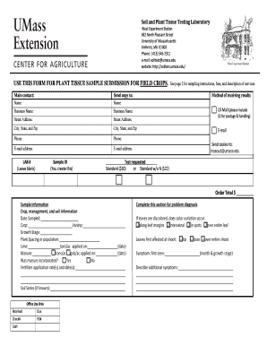 Fillable Online USE THIS FORM FOR PLANT TISSUE SAMPLE SUBMISSION FOR ...
