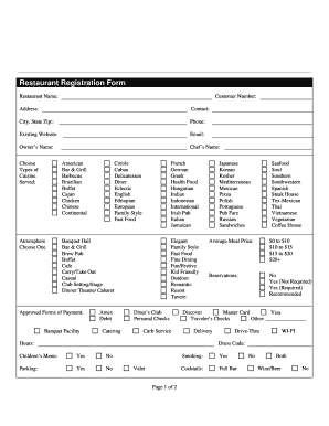 Fillable Online sampleforms Restaurant Registration 970menus - Sample ...
