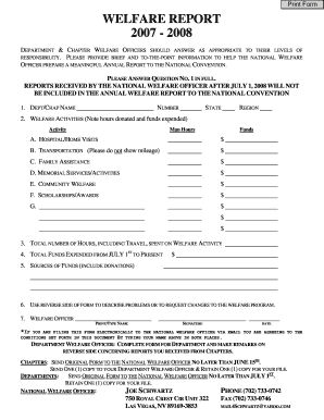 Fillable Online WELFARE REPORT 2007 - 2008 - bpurpleheartmibbcomb Fax ...