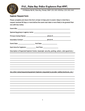 Fillable Online Explorer Detail Request Form - Palm Bay PAL Fax Email ...