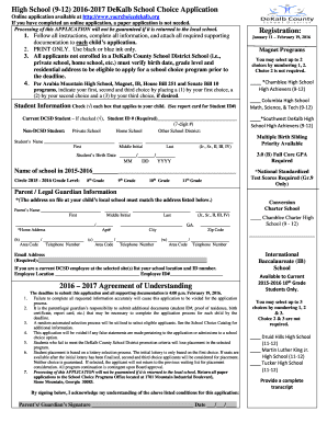 Fillable Online High School Application - bdekalbschoolsgabborgb Fax ...