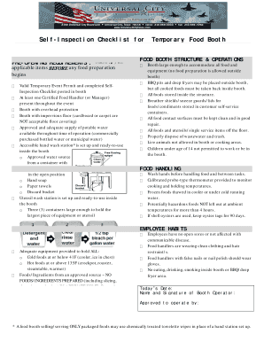 Fillable Online Self-Inspection Checklist for Temporary Food Booth Fax ...