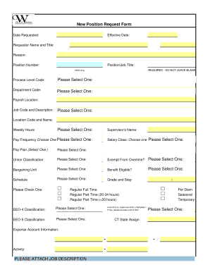Fillable Online waterburyct New Position Request (updated).xls Fax Email Print - pdfFiller