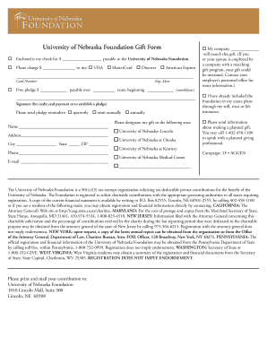 Fillable Online nufoundation University of Nebraska Foundation Gift ...
