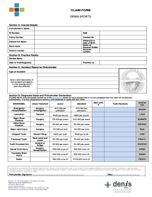 Fillable Online CLAIM FORM - Home Denis Insurance Wisdom Fax Email ...