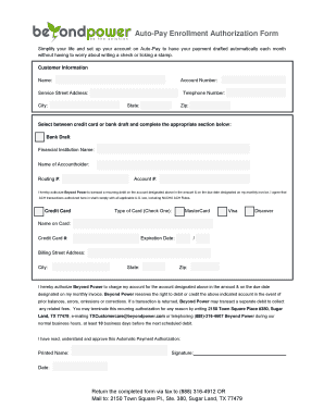 Fillable Online Auto-Pay Enrollment Authorization Form - Beyond Power Fax Email Print - pdfFiller