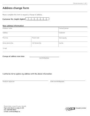 Fillable Online g3 Address change form - G3 Fax Email Print - pdfFiller