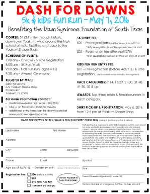 Fillable Online To Download a Registration Form - Yoakum Shape Shop Fax ...