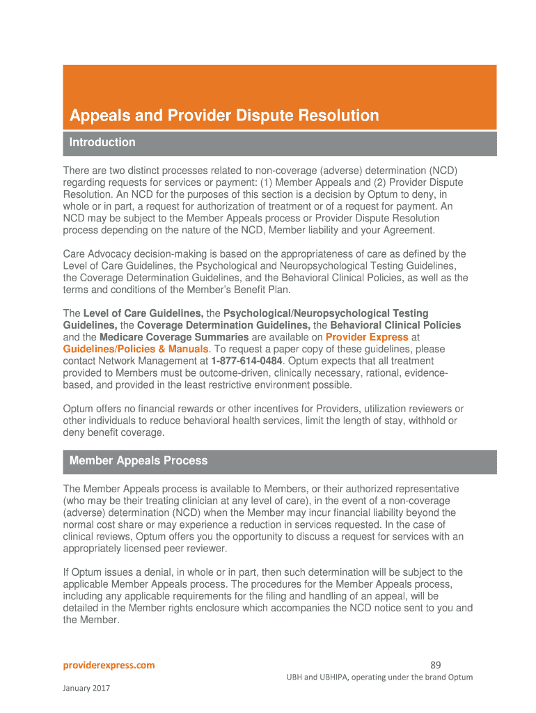 Fillable Online Appeals and Provider Dispute Resolution Fax Email Print ...