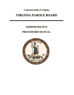 Fillable Online Procedures Manual - The Virginia Parole Board ...