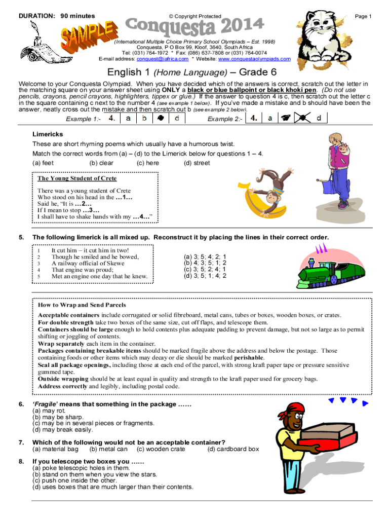 Conquesta Olympiad Past Papers - Fill Online, Printable, Fillable ...