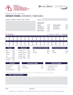 Fillable Online ORDeR FORM CROWnS BRIDGES - bntb-btradingb Fax Email ...