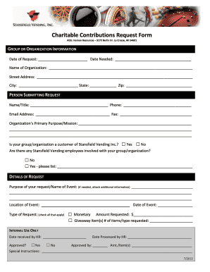 Fillable Online Charitable Contributions Request Form - Stansfield ...