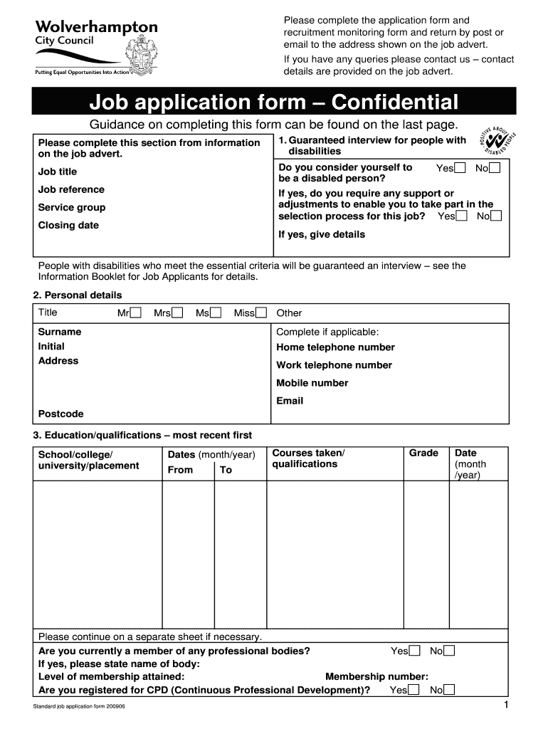 Fillable Online moreton-school Job application form Confidential ...