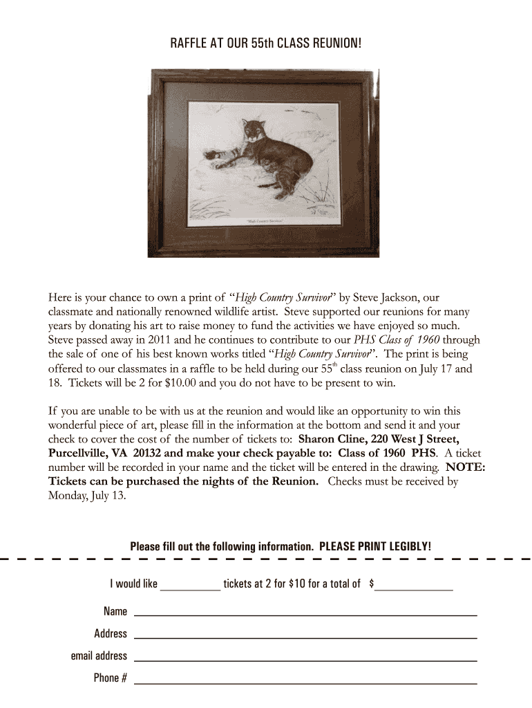 Fillable Online RAFFLE AT OUR 55th CLASS REUNION Fax Email Print ...