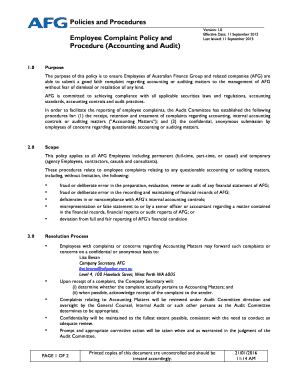 Fillable Online Employee Complaint Policy and Fax Email Print - pdfFiller