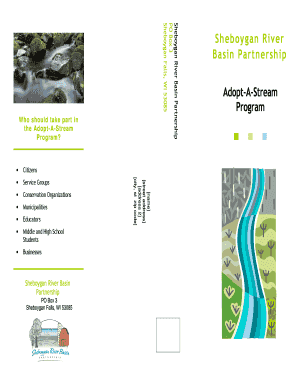 Fillable Online sheboyganrivers Adopt-A-Stream Brochure - Sheboygan ...
