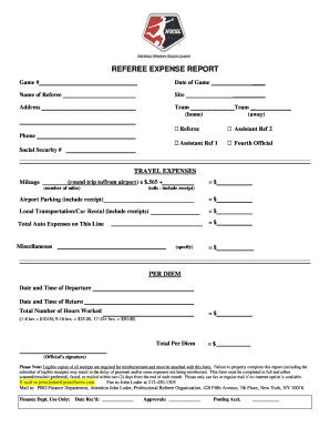 Fillable Online REFEREE EXPENSE REPORT - PRO Fax Email Print - pdfFiller
