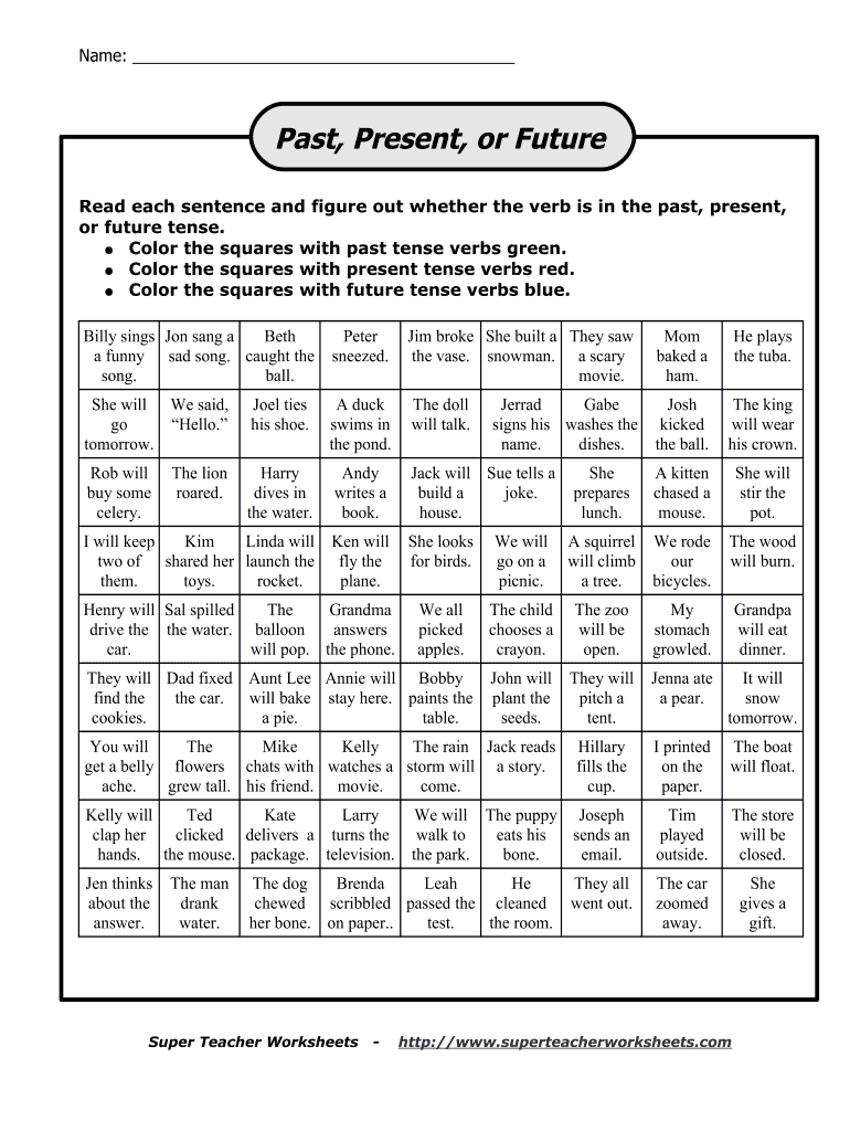 Verb Tenses Fill Online Printable Fillable Blank PdfFiller