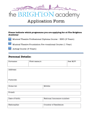 Fillable Online TBA Application Form - The Brighton Academy Fax Email ...