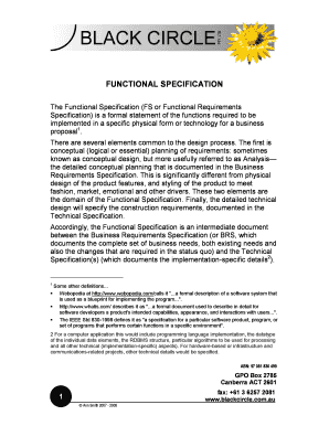 Fillable Online The Functional Specification (FS or Functional ...