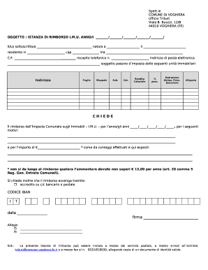 Compilabile Online Istanza di rimborso IMU - Comune di Voghiera Fax ...