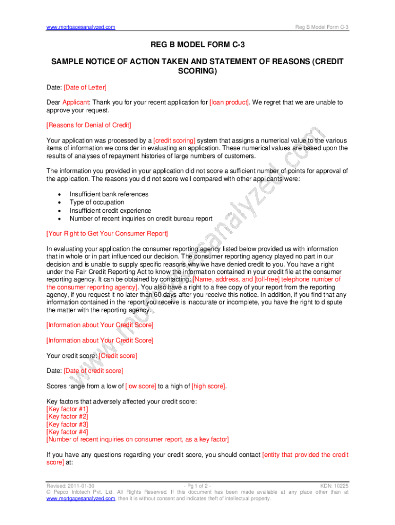 Fillable Online Reg B Model Form C-3. Reg B Model Form C-3 Fax Email ...