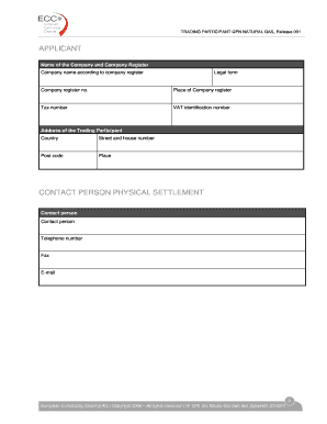 Fillable Online ecc APPLICATION FOR APPROVAL AS A TRADING PARTICIPANT ...