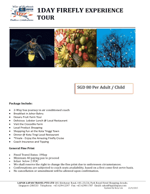 Fillable Online 1DAY FIREFLY EXPERIENCE TOUR - MyHolidayTravel Fax ...