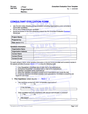 Fillable Online Demo - Consultant Evaluation Form Fax Email Print ...
