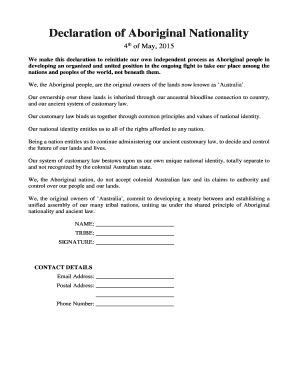 Fillable Online apg org Declaration of Aboriginal Nationality ...